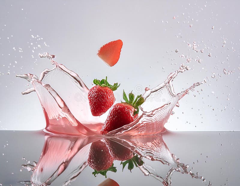 High Speed Photo of Strawberry with Splash Effect Red Water for ...