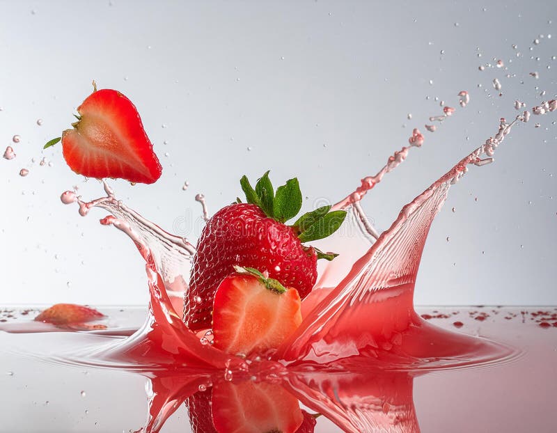 High Speed Photo of Strawberry with Splash Effect Red Water for ...