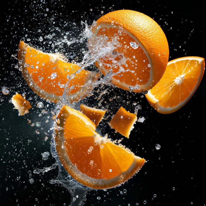 High-Speed Photography of Splashing Orange Slices Stock Image - Image ...