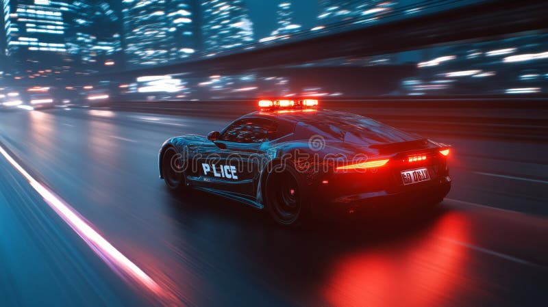 A High Speed Police Pursuit Urgent, Dramatic Scene Stock Illustration ...