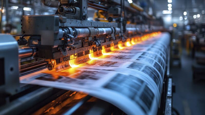 High-Speed Printing Operation Creating Colorful Output Stock ...