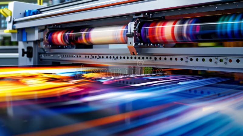 High-Speed Printing Press in Operation. Generative Ai Stock Illustration - Illustration of ...
