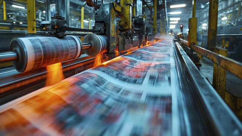 High-Speed Printing Process in a Manufacturing Plant Stock Illustration ...