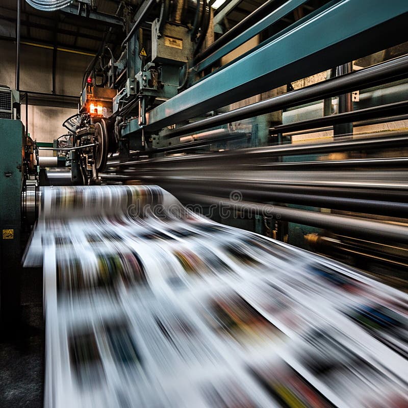 High-speed Printing Process in a Modern Printing Facility during Daytime. Generative AI Stock ...