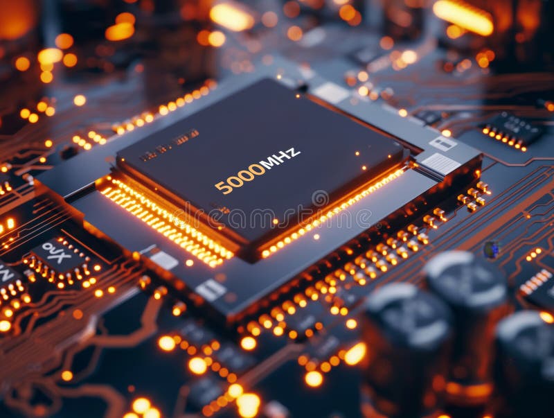 High-Speed Processor Chip on Circuit Board Stock Photo - Image of ...