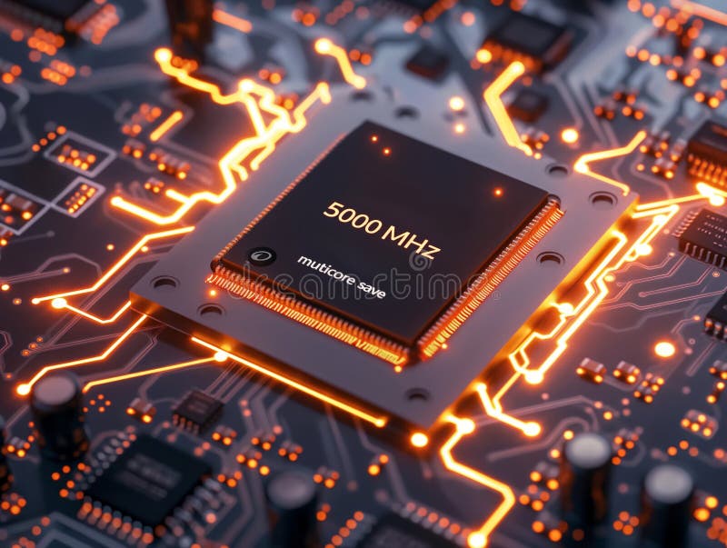 High-Speed Processor Chip on Circuit Board Stock Photo - Image of ...