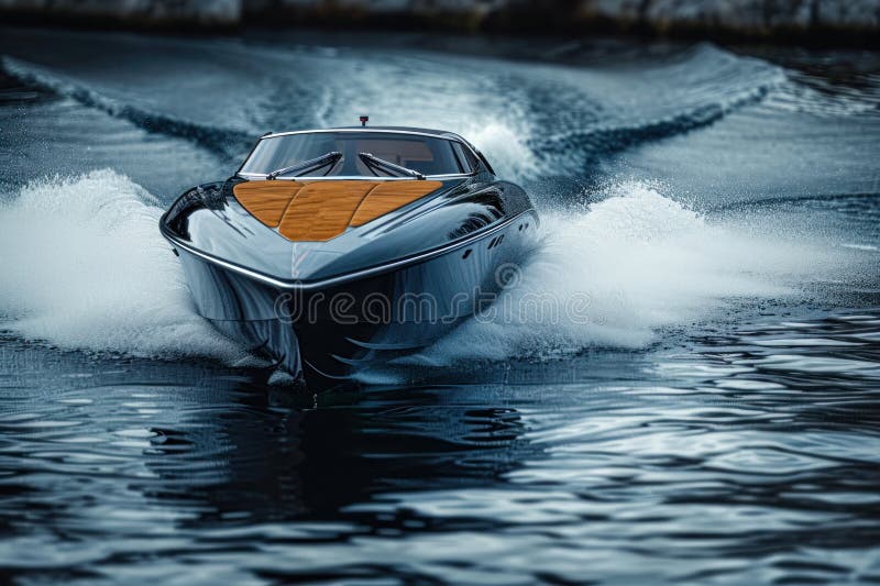 A High-speed Racing Boat Rushes Along a Smooth River Stock Image ...