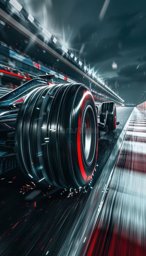 High Speed Racing Car Action on Track Highlighting Brake Performance ...