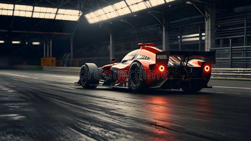 High-speed Racing Car Entering the Pit Lane Stock Illustration ...
