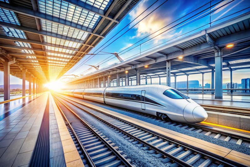 High-speed Rail Movement at Airport Terminal Stock Illustration ...