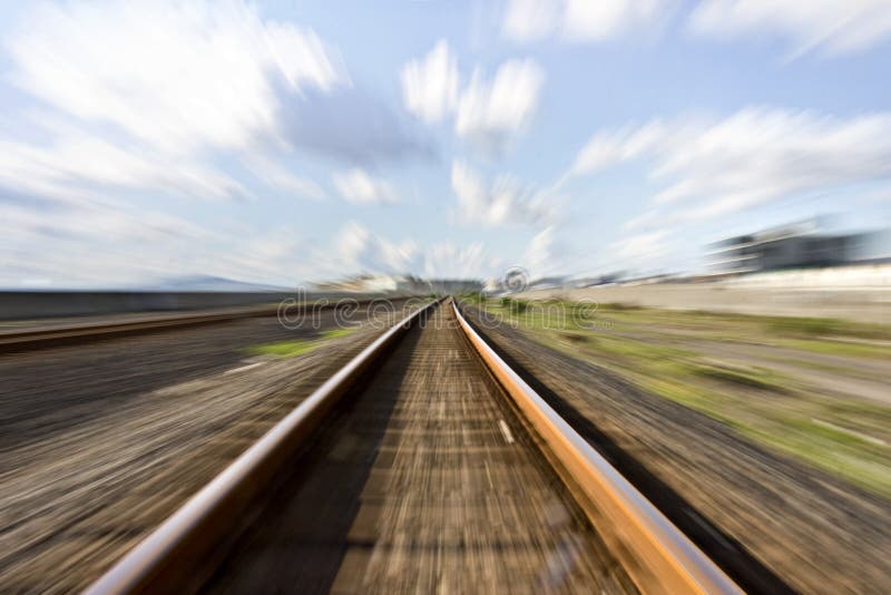 High speed rail tracks stock image. Image of blur, move - 6389593