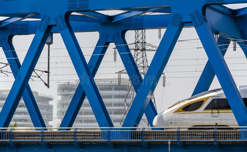 High speed railway bridge stock photo. Image of door - 219157342
