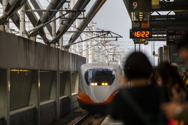 High Speed Railway, Station, Platform, Waiting, People, Train Stock ...