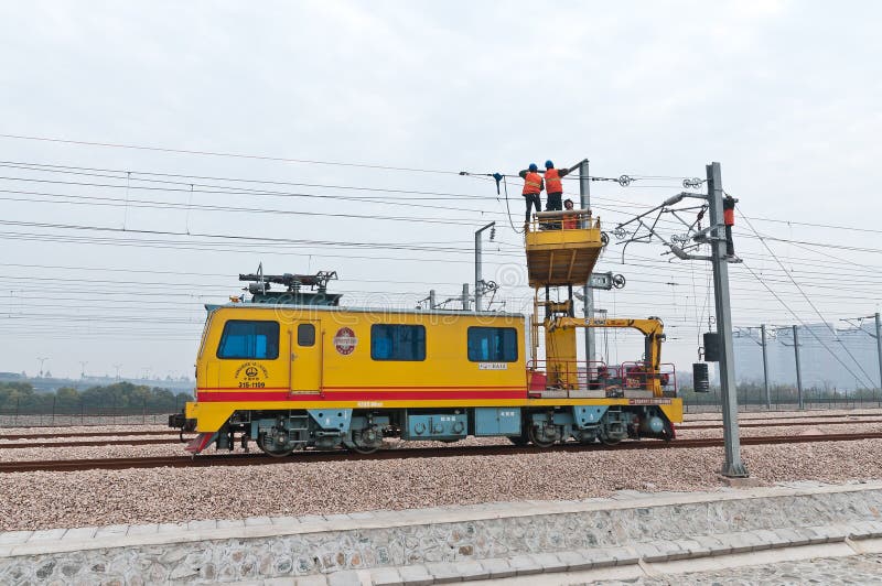 High speed railway workers editorial photo. Image of mobile - 31155946