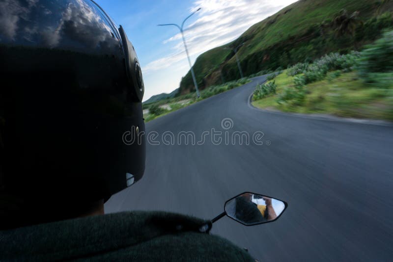 High Speed Rider Motorcycle on Road Kuta Mandalika Stock Photo - Image ...