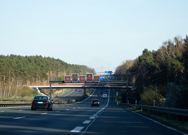 High-speed Road with Speed Limit Signs Stock Image - Image of vehicle ...
