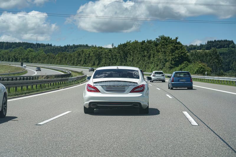 High-speed Road with Moving Cars. Autobahn and Cars Stock Photo - Image ...