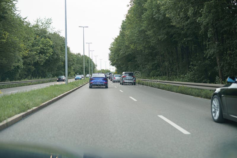 High-speed Road with Moving Cars. Autobahn and Cars Stock Image - Image ...