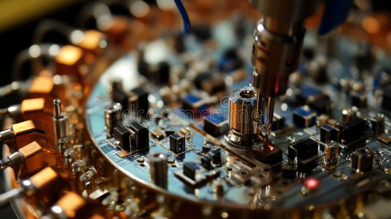 High Speed Robotic Arm Assembling Microelectronics Components Stock ...