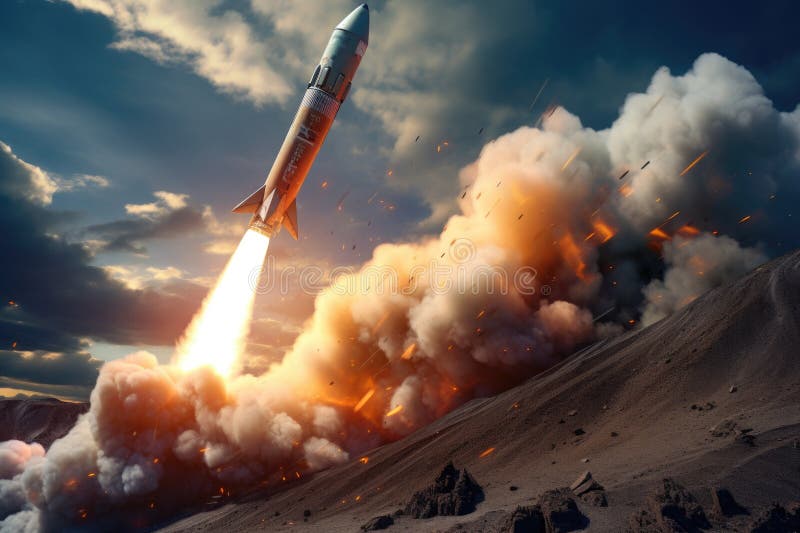 High-speed Rocket Launching into Space Stock Illustration ...