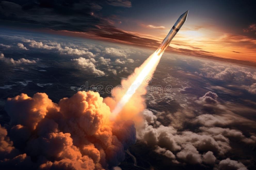 High-speed Rocket Launching into Space Stock Illustration ...