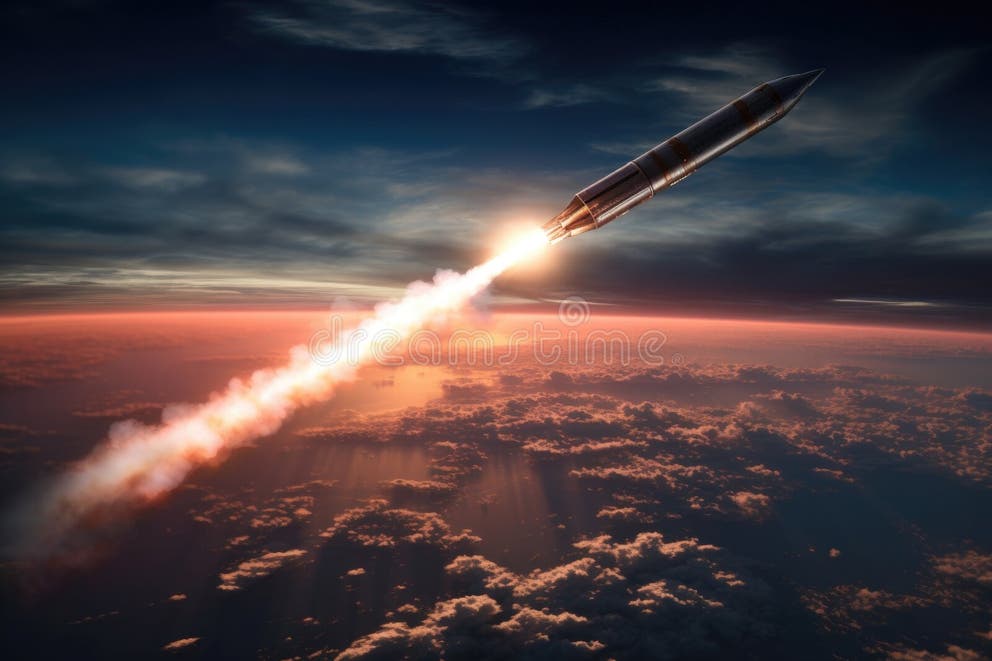 High-speed Rocket Leaving Earths Atmosphere Stock Illustration ...