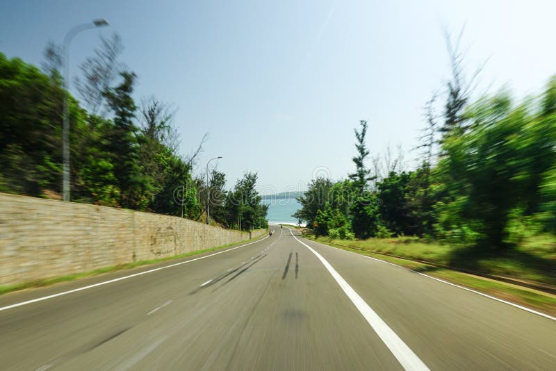 High Speed Running of Forest Road Stock Image - Image of forward ...