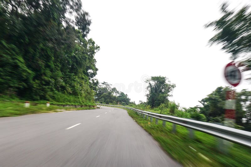 High Speed Running of Forest Road Stock Image - Image of asphalt ...