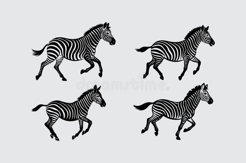 High Speed Running Zebra Vector Artwork. Stock Vector - Illustration of ...