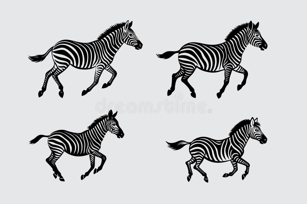 High Speed Running Zebra Vector Artwork. Stock Vector - Illustration of ...
