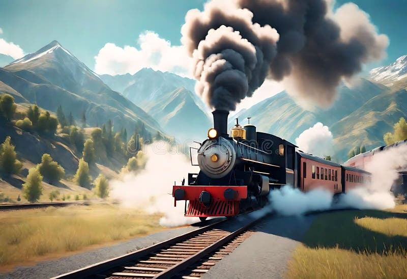 High-Speed 1980s Old Fashioned Train on Railway Track Stock ...