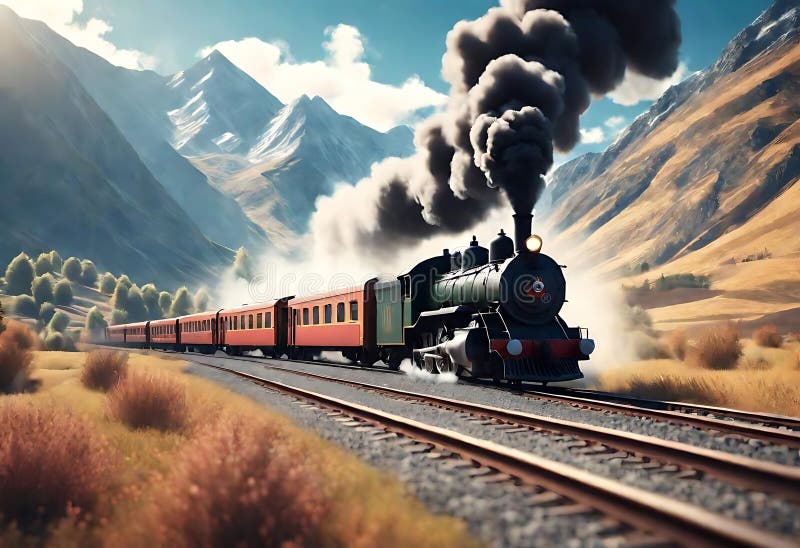 High-Speed 1980s Old Fashioned Train on Railway Track Stock ...