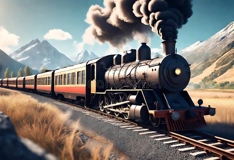 High-Speed 1980s Old-Fashioned Train on Railway Track Stock ...