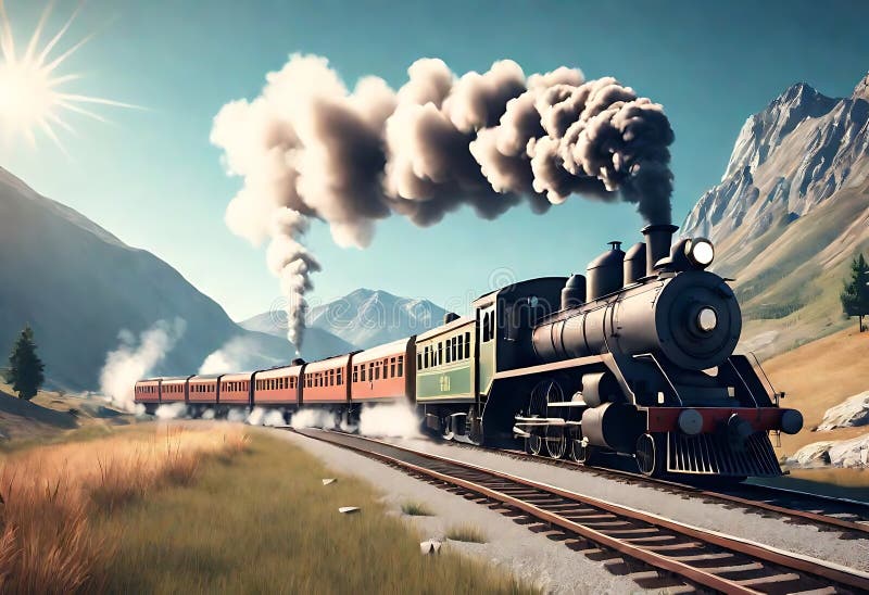 High-Speed 1980s Old-Fashioned Train on Railway Track Stock ...