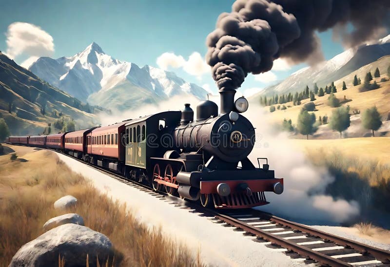 High-Speed 1980s Old-Fashioned Train on Railway Track Stock ...