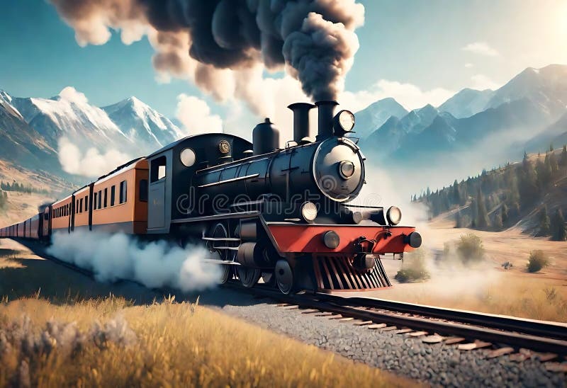 High-Speed 1980s Old Fashioned Train on Railway Track Stock ...