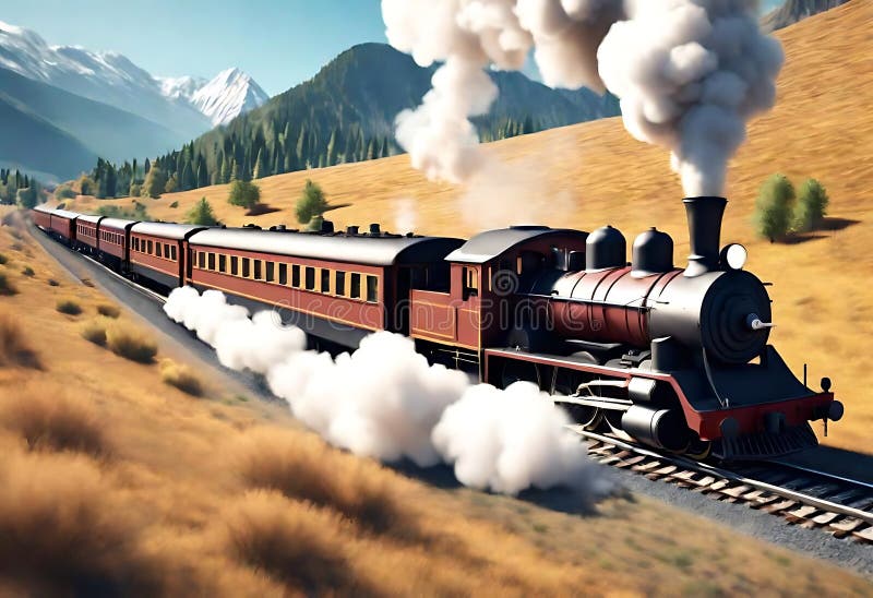 High-Speed 1980s Old Fashioned Train on Railway Track Stock ...