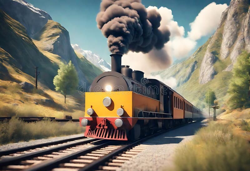 High-Speed 1980s Old Fashioned Train on Railway Track Stock ...