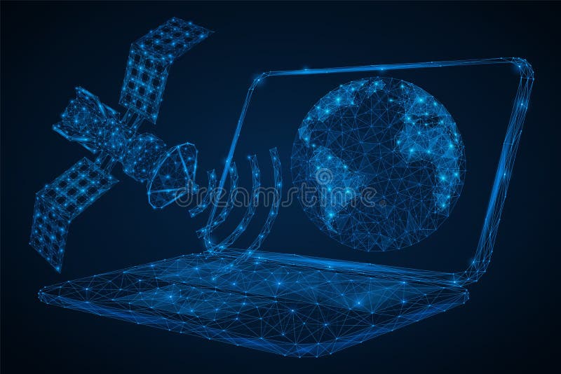 High-speed Satellite Internet. Concept of Triangular Lines and Points ...