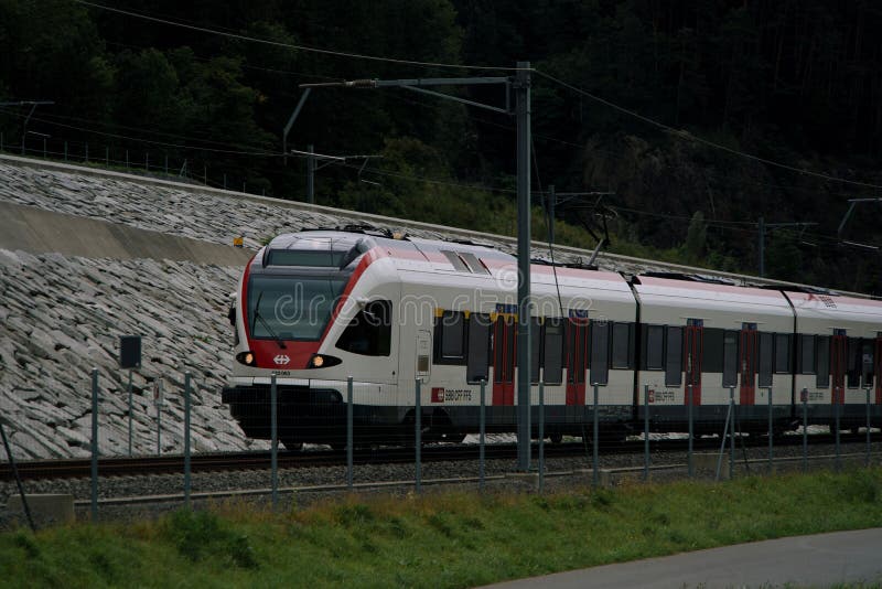 High-speed SBB RABe 523 Train at the Gotthard Base Tunnel in ...