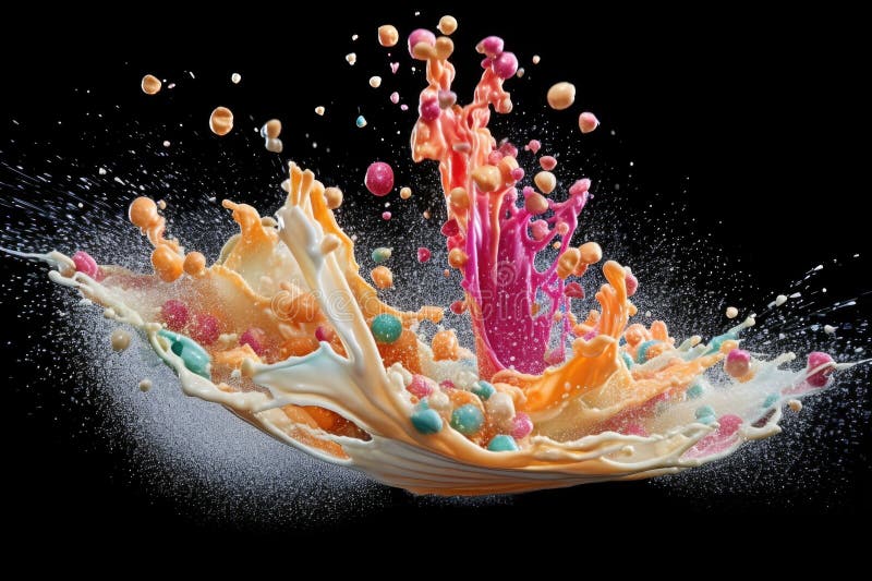 High-speed Shot of Cereal and Milk Collision Stock Image - Image of ...