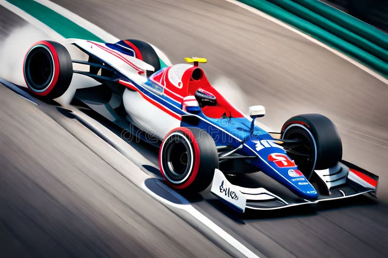 A High-speed Shot of a Formula 1 Race Car Rounding a Curve on the Track ...