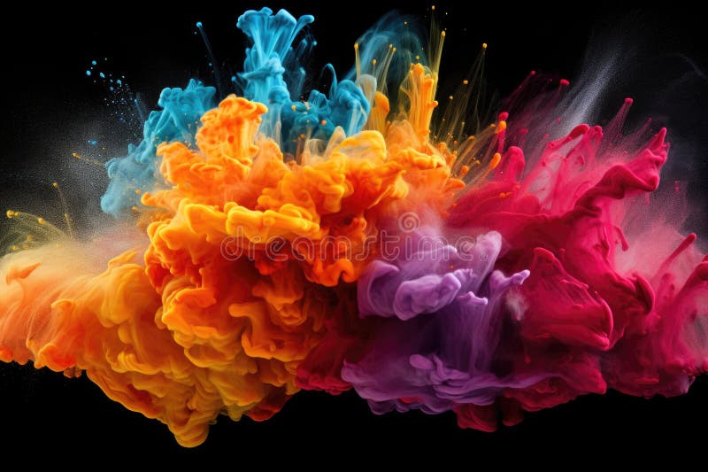 High-speed Shot of Powder Dyes Explosion, Creating a Color Cloud Stock ...