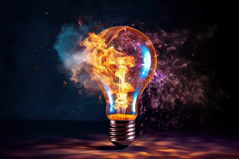 High-Speed Shot of Traditional Electric Bulb Exploding. Created with ...