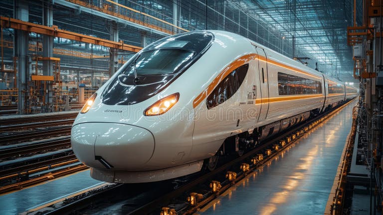 High Speed Smart Train Showcased in an Advanced Transportation Facility ...