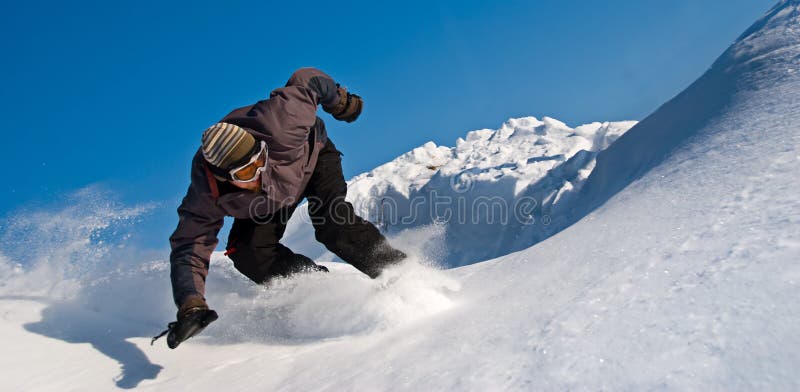 Snowboarder Jump in Air, Snow Flying Stock Photo - Image of downhill ...