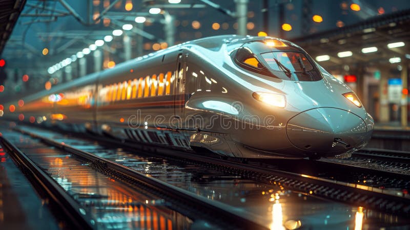 High Speed Streamlined Train Stands at the Railway Station Stock Image ...