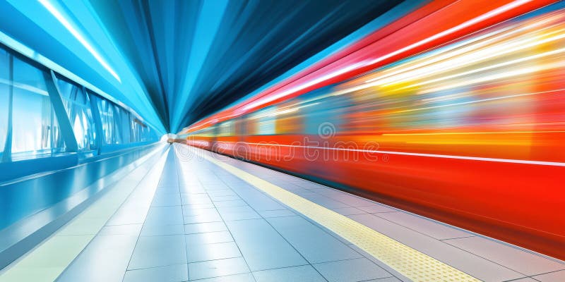 High-speed Subway Train Passing through Modern City Tunnel with Dynamic ...