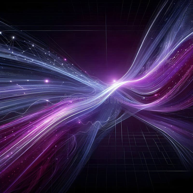 High Speed Technology Dynamic Digital Curve Purple Ribbon in Dark ...