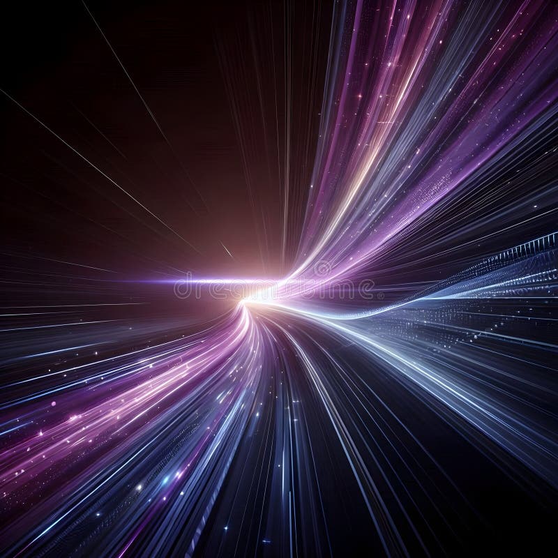 High Speed Technology Dynamic Digital Curve Purple Ribbon in Dark ...